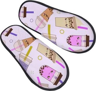 Generic Th&eacute; Aux Bulles De Dessin Anim&eacute; Mignon Homme Femme Chaussures De Maison Chaud Pantoufles Confortable Chaussons Pour Hiver Automne Ext&eacute;rieur L