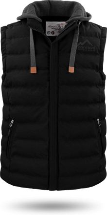 Normani Herren Weste Steppweste mit Swaet Kapuze und Stehkragen - Outdoor Weste mit wasserdichten Rei&szlig;verschl&uuml;ssen Farbe Dunkelschwarz Gr&ouml;&szlig;e 10XL