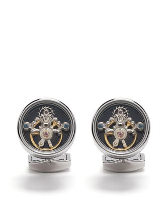 Tateossian boutons de manchette Skull Tourbillon - Argent