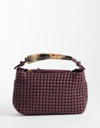Asos Pochette effet tress&eacute; avec poign&eacute;e en r&eacute;sine - Bordeaux-Rouge