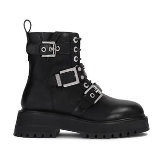 Kazar Lederstiefel mit Metallschnallen - - Shoes - Damen - Schwarzk - 38 EU