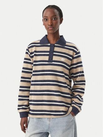 adidas Sweatshirt Stripe Knitted Polo Top LG3946 Beige Regular Fit
