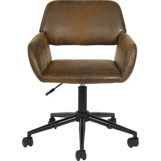 Furniture R FurnitureR B&uuml;rostuhl, Vintage Wildleder H&ouml;henverstellbarer Schreibtischstuhl, 360&deg; Drehr&auml;der, Braun Computerstuhl, Stahlrahmen, Home Office, B&uuml;ro