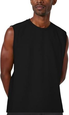 Generic DENGJIAMY D&eacute;bardeurs d&eacute;t&eacute; solides &agrave; col rond pour homme - T-shirt classique basique uni sans manches - T-shirts d&eacute;contract&eacute;s tendance pour homme, Noir