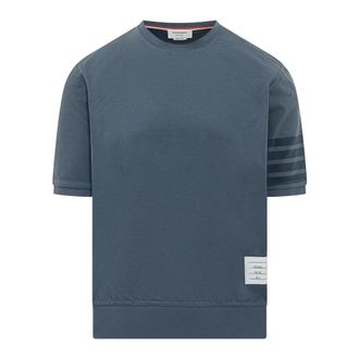 Thom Browne Homme, Tops, Bleu, Taille: 3XL Cotton Jersey 4-Bar Tee