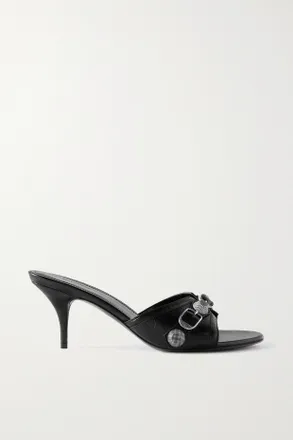 Balenciaga Cagole Mules Aus Leder Mit Nieten - Schwarz