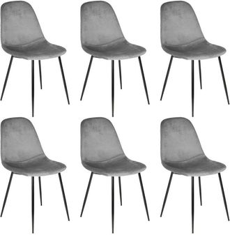 Altobuy Altobuy - alessia - Lot de 6 Chaises Velours Côtelé Gris Foncé