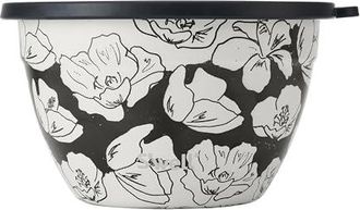 Swell Salatschüssel-Set aus Edelstahl, 1,9 l, Blüten anthrazit, mit 60 ml Gewürzbehälter und abnehmbarer Schale zur Organisation, auslaufsicher, leicht zu r