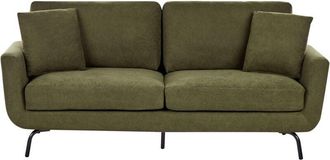 Beliani 3-Sitzer Sofa Dunkelgrün Stoffbezug mit Schwarzen Metallbeinen Armlehnen Skandinavisch Retro Modern Wohnzimmermöbel