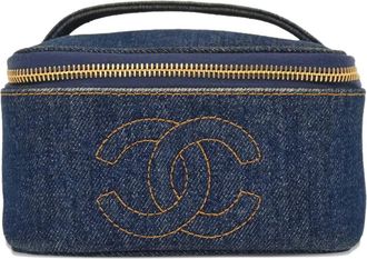 Chanel 1996-1997 Jeans-Kosmetiktasche mit CC - Blau