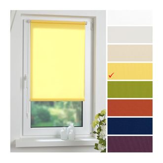 Liedeco Rollo Klemmfix - 120 x 150 cm gelb (Breite x Höhe) / lichtdurchlässig Blickdicht und stufenlos verstellbar/leichte Innen-Montage ohne Bohren mit Klemm