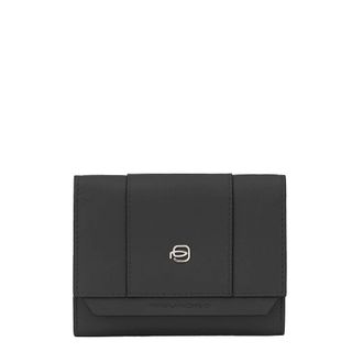 Piquadro Portefeuille &agrave; 3 volets femme en cuir avec porte-cartes de cr&eacute;dit et protection Rfid- petit format - Femme - Accessoires - Noir - Taille: ONE Size