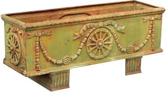 Biscottini International Balkon-Blumentopfhalter für Geländer - 125 x 40 x 50 cm (L x T x H) - Gusseisen - Antikes Finish