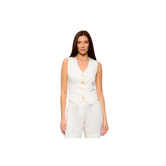 Guess Femme, Vestes, Blanc, Taille: 44 FR Gilet Marciano en m&eacute;lange de lin