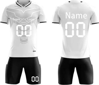 Generic Maillots et shorts de football personnalis&eacute;s avec num&eacute;ro de nom et logo de l&eacute;quipe pour enfants, adultes, jeunes fans, 3 &agrave; 5, L