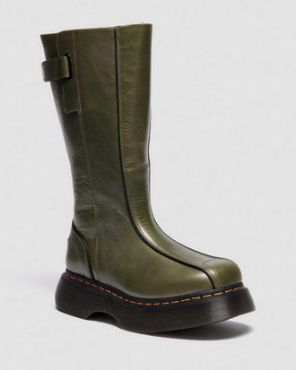Dr. Martens Buzz Hi Eclipse Leder Stiefel in Gr&uuml;n, Gr&ouml;&szlig;e: 36