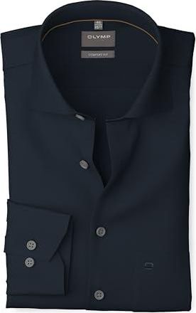 Olymp Luxor Chemise &agrave; manches longues pour homme, jacquard, 466 Comfort Fit 20,13 New Kent, Bleu nuit 14, 43