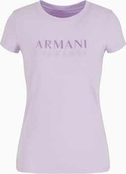A|X Armani Exchange Sparkle Logo Cotton Tee T-Shirt, Rose, S Femmes