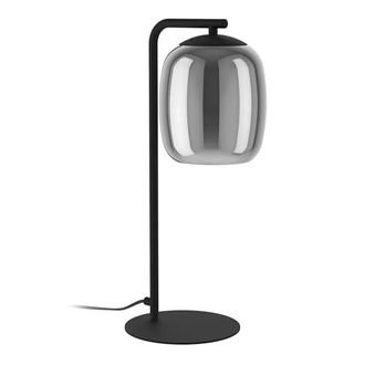 Eglo Tischlampe Ciampino, Nachttischlampe mit Rauchglas Lampenschirm, Tischleuchte aus Metall in Schwarz und Glas bedampft in Grau, E27 Fassung, 45 cm