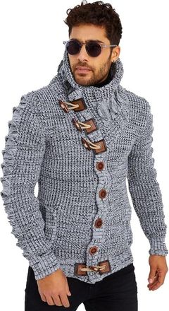 LEIF NELSON Herren Strickjacke (Grau, Gr&ouml;&szlig;e L) mit Kn&ouml;pfen Regular Fit, M&auml;nner Cardigan Langarm Design, ideal f&uuml;r Casual und Business-Looks