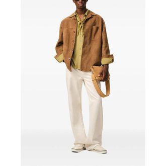 Ami Goat Suede Leather Shirt - Brown