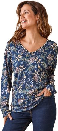 Daxon by - Tee-shirt encolure V fantaisie