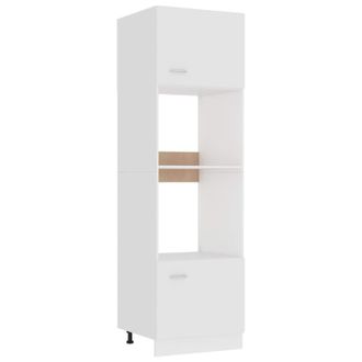 tidyard Hochschrank Küchenschrank mit 4 Regalböden Küche Küchenmöbel Küchenzeile Aufbewahrungsschrank für Backofen Mikrowelle, Spanplatte Weiß 60 x 57 x 207 c
