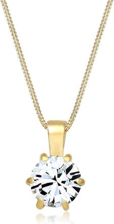 Elli Halskette in Goldoptik aus 925er Sterlingsilber mit funkelndem Kristallstein-Goldfarben