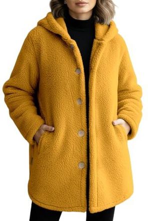 Generic Vestes pelucheuses pour femme - Manteaux &agrave; capuche d&eacute;contract&eacute;s boutonn&eacute;s tendance et chauds pour lhiver - V&ecirc;tements dext&eacute;rieur surdimensionn&eacute;s pour v