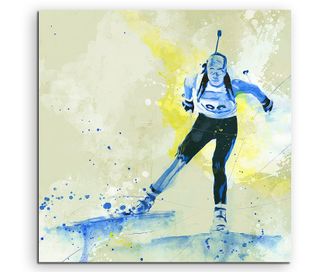 Paul Sinus Art Biathlon II 60x60cm SPORTBILDER Splash Art Wandbild Aquarell Art