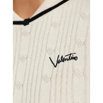 Valentino Cable-Knit Logo-Embroidered Sweater - Beige