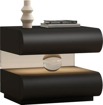 Generic Schwarzer Nachttisch, Nachttisch Mit Schubladen Und Acrylplatte, Gro&szlig;E Schreibtischaufbewahrung for Dekorationen, B&uuml;Cher, Schreibtischlampe, Wasserbec