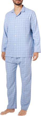 Novila Herren Pyjama blau Popeline Stoff Kariert