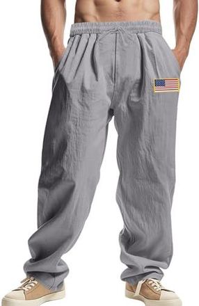 Generic Pantalon en lin pour homme - Pantalon de sport en lin pour homme - Pantalon sarouel d&eacute;contract&eacute; en coton - Pantalon de travail fin pour homme - Pantal