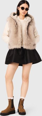 Maje Blouson Court En Fausse Fourrure - Beige - Maje