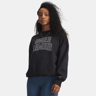 Under Armour Rival Fleece Varsity Oversize-Oberteil mit Rundhalsausschnitt f&uuml;r Damen Schwarz / Wei&szlig; XL