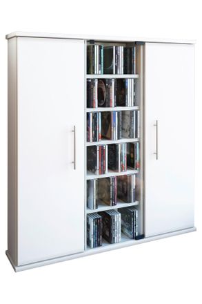 MID.YOU Mid.you Cd-Regal, Wei&szlig;, Holzwerkstoff, 15 F&auml;cher, 86x91.5x18 cm, Wohnzimmer, Regale, CD & DVD-Regale