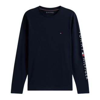Tommy Hilfiger Logo Langarmshirt - - Tops - Herren - Blau - XS