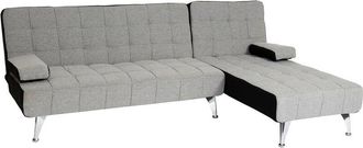 Hhg Schlafsofa 729, Couch Ecksofa Sofa, Liegefl&auml;che links/rechts Schlaffunktion 236cm Stoff/Textil hellgrau, schwarz