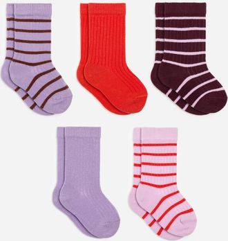 Arket 5 Paar Rippstricksocken F&uuml;r Babys -Lila