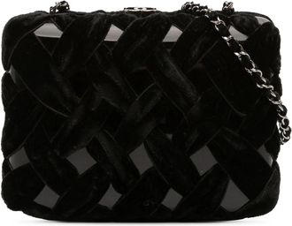 Chanel Hobo Bags - Woven Velvet and Resin Box Clutch with Chain - Gr. unisize - in Schwarz - für Damen