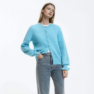 La Redoute Collections Cardigan Boutonn&eacute; Alpaga Et Laine M&eacute;lang&eacute;s