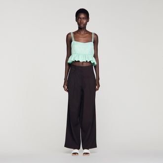 Sandro Top court jacquard floral volant&eacute;