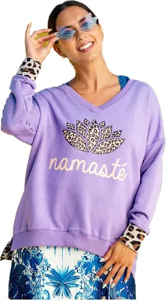Miss Goodlife Damen Sweatshirt Double, Namaste Print, MG11472, violett/Sand, S