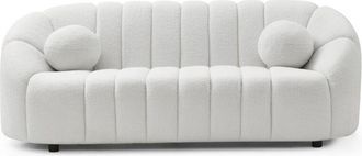 Menzzo Canap&eacute; 3 places design Sidonie Tissu bouclette Blanc