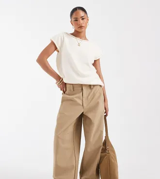 Only Petite Petite - Pantalon cargo coupe boule - Beige-Neutre