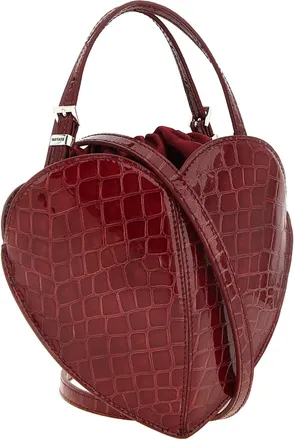 Rotate The Heart Leather Top Handle Bag - Burgundy
