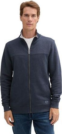 Tom Tailor Homme Veste sweat avec col montant 1021269, 19024 - Sky Captain Blue White Melange, XXXL