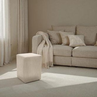 Domo Collection Polsterhocker Pontal, Hocker, Rechteckig, Füße mit Filzgleitern, Fußhocker, Polstergarnitur, 38 x 38 x 47 (BxTxH), Cord Creme