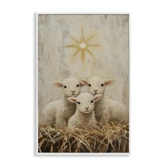 Stupell Industries Petal Prints Design Giclée-Kunst, Motiv Christmas Lambs, Grau, 61 x 40 cm